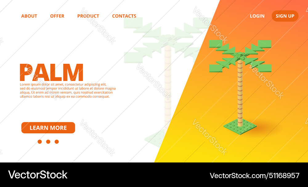 Web template with a palm Royalty Free Vector Image