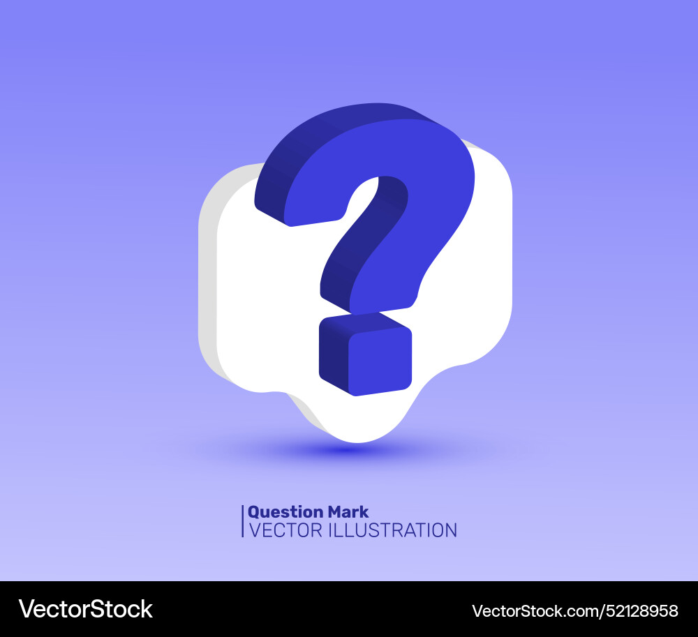 3d icon realistic question mark sign ask new Vector Image