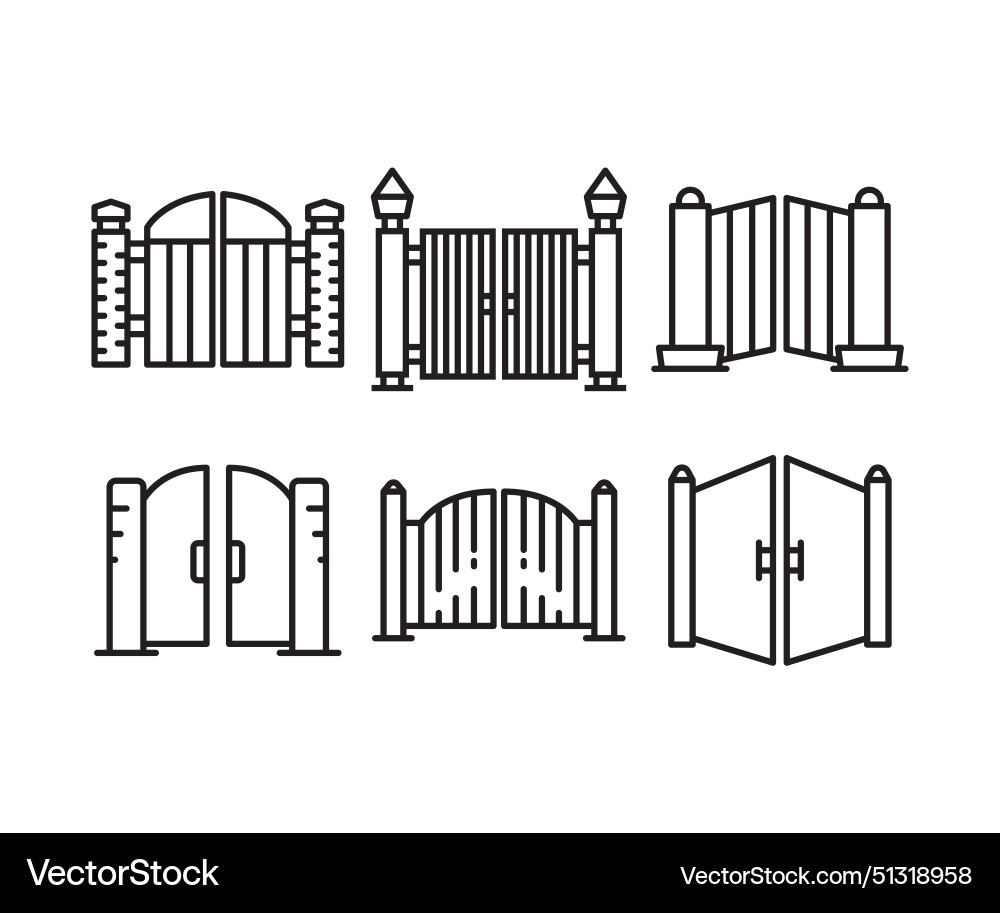 Gate and fence icons Royalty Free Vector Image