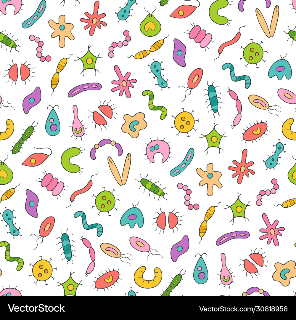 Microbes virus bacterias and pathogen icons Vector Image