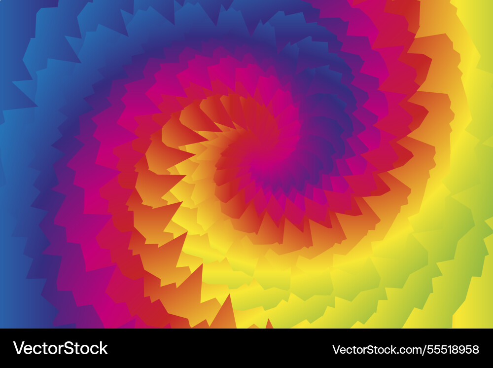 Rainbow spirals abstract background in tie dye Vector Image