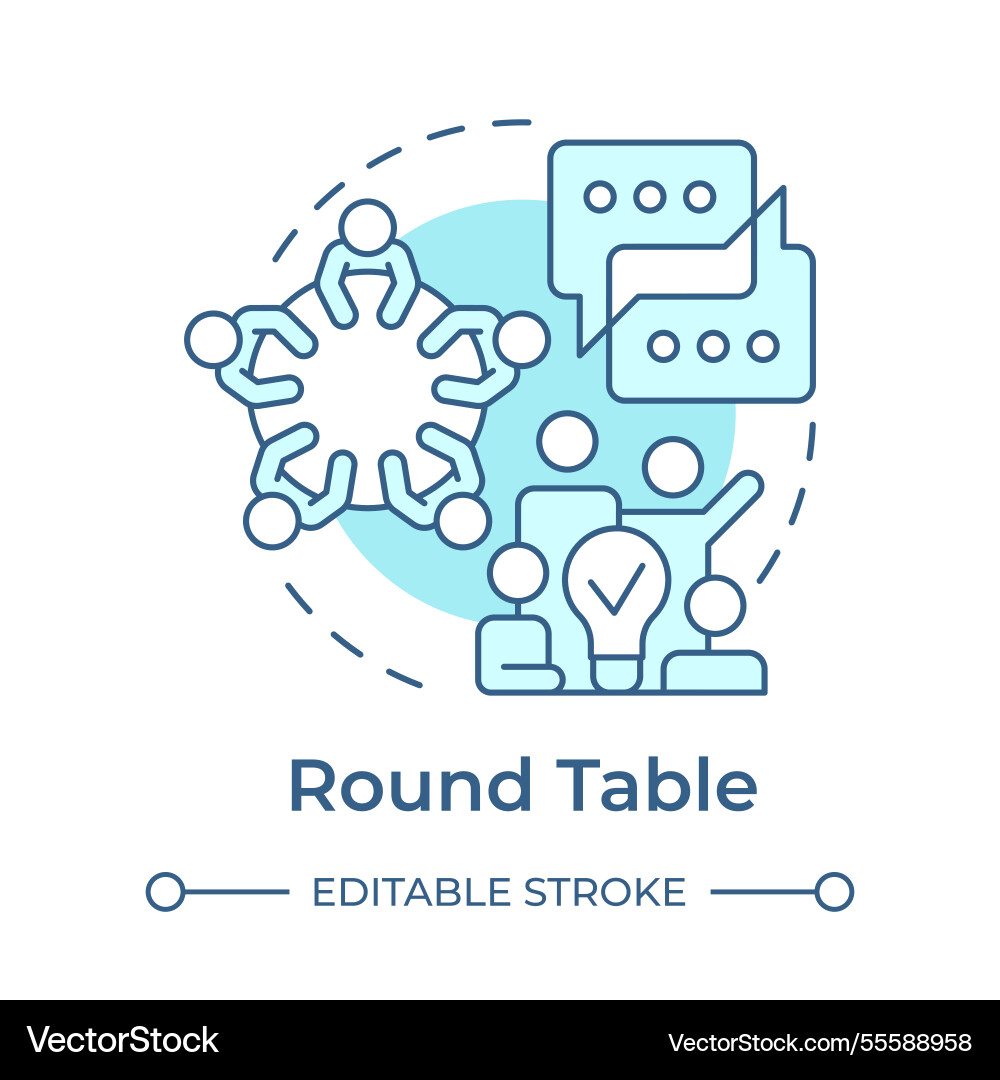 Round table soft blue concept icon Royalty Free Vector Image