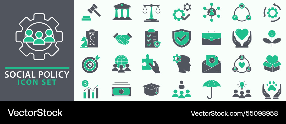 Social policy icon set Royalty Free Vector Image