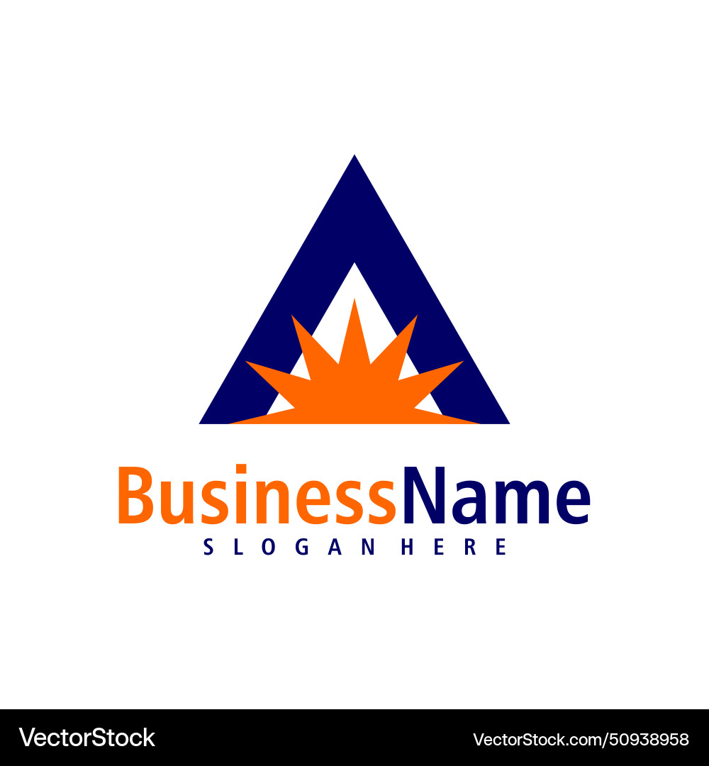 Sun with letter a logo design creative initial Vector Image