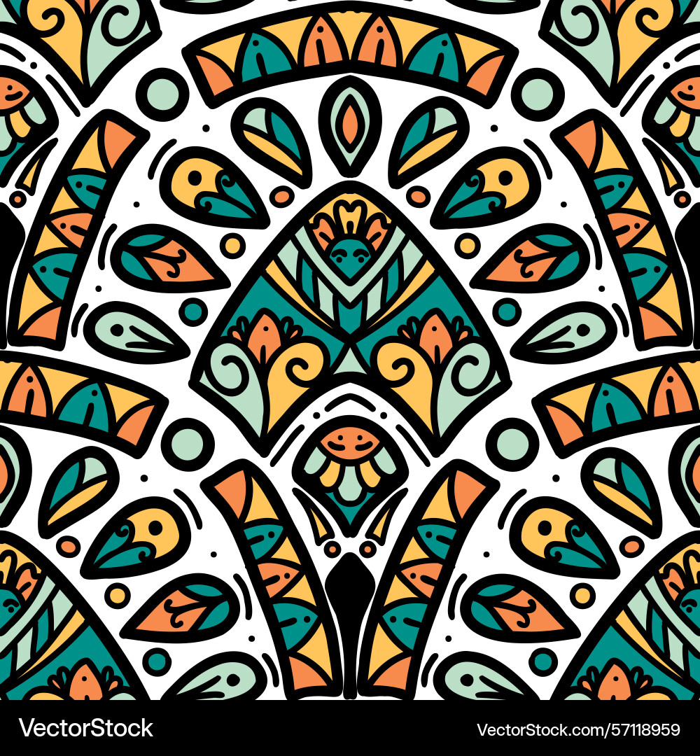 250634 colorful line scallop repeat pattern Vector Image