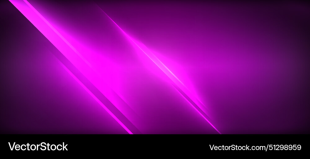 A neon purple light beam illuminates dark Vector Image