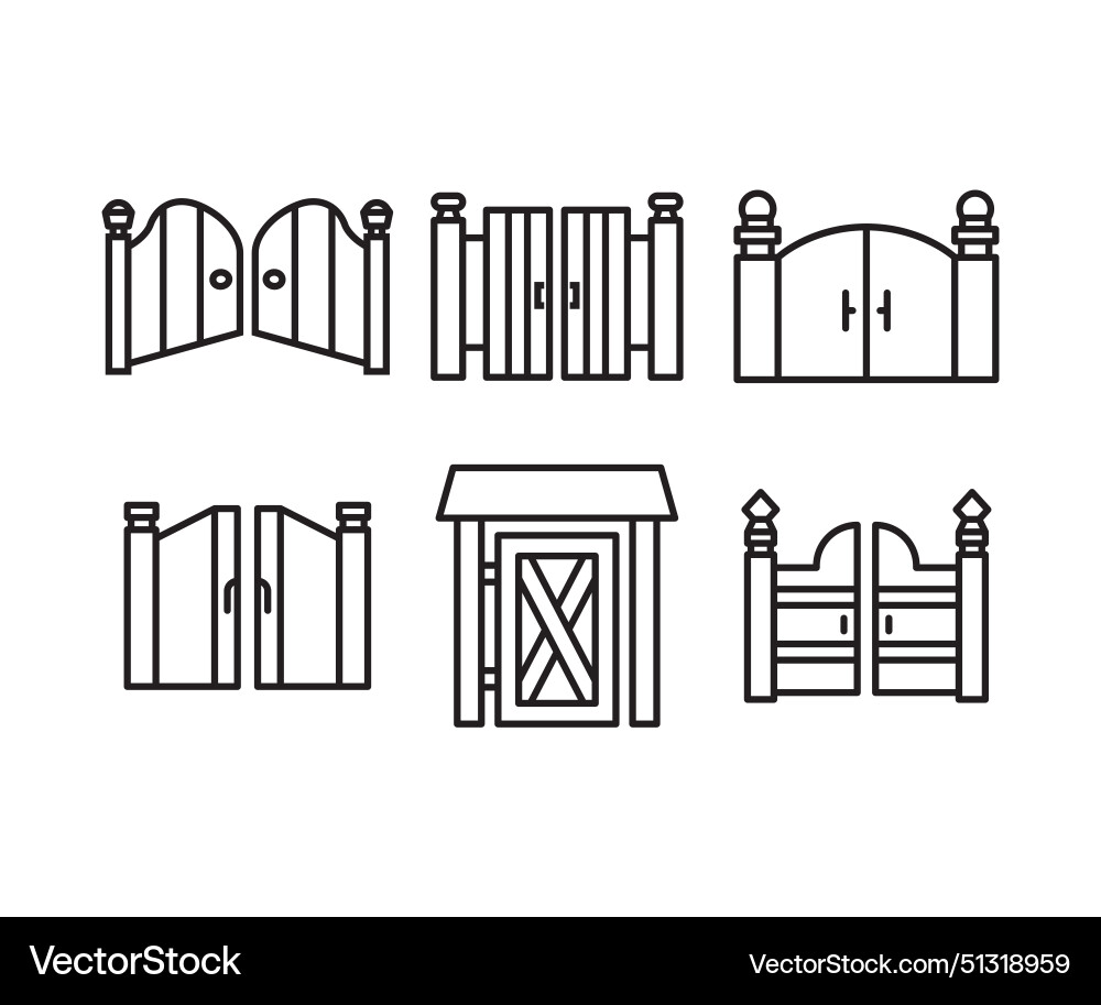 Gate and fence icons Royalty Free Vector Image