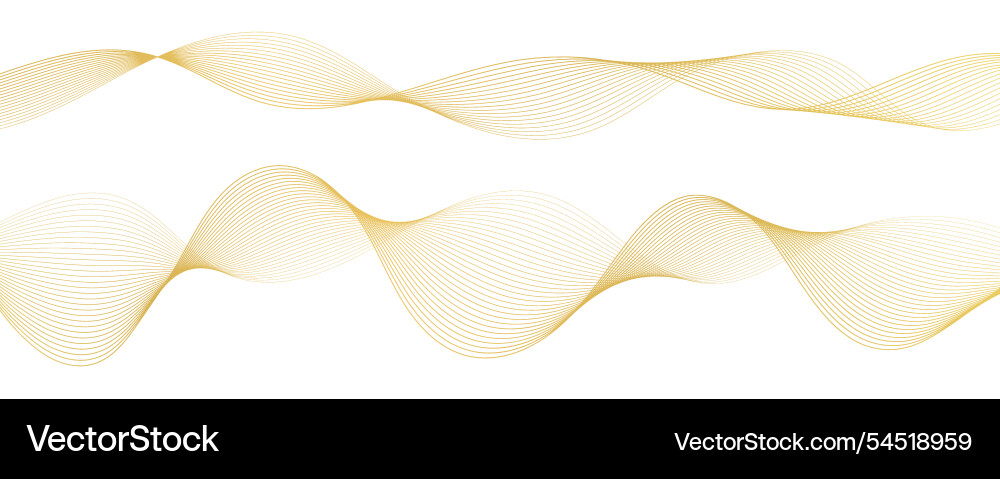 Golden line wave abstract wavy curves luxury Vector Image