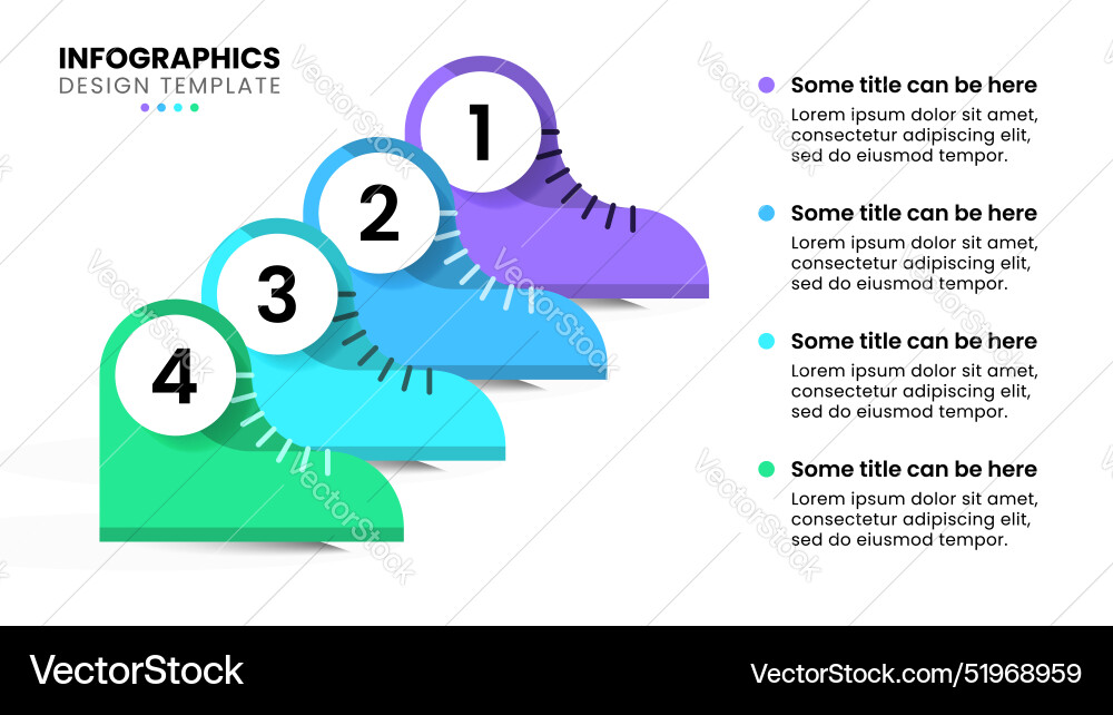 Infographic template 4 abstract shoes with numbers