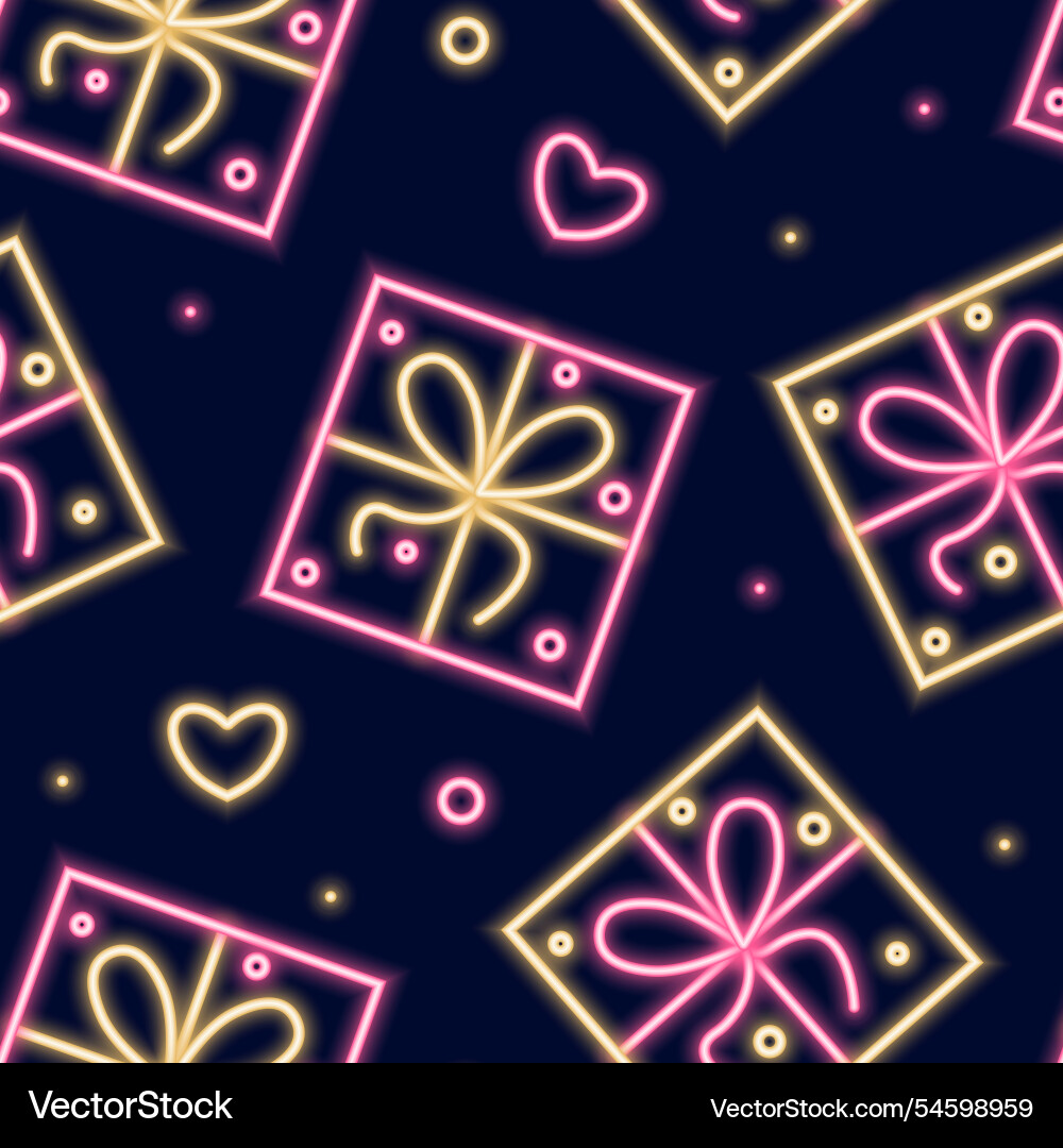 Neon seamless pattern with romantic valentines Vector Image