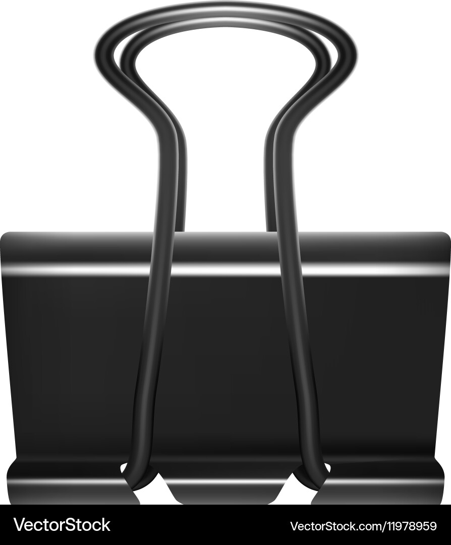 Realistic black paper binder clip Royalty Free Vector Image