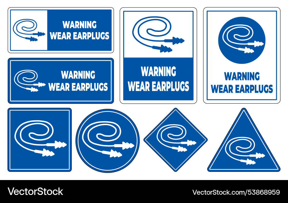 Safety signs for ear protection in work Royalty Free Vector