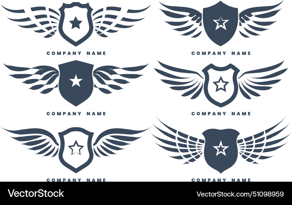 Winged logo company set Royalty Free Vector Image