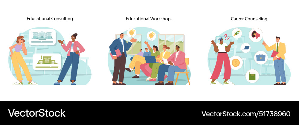 Academic support set flat Royalty Free Vector Image