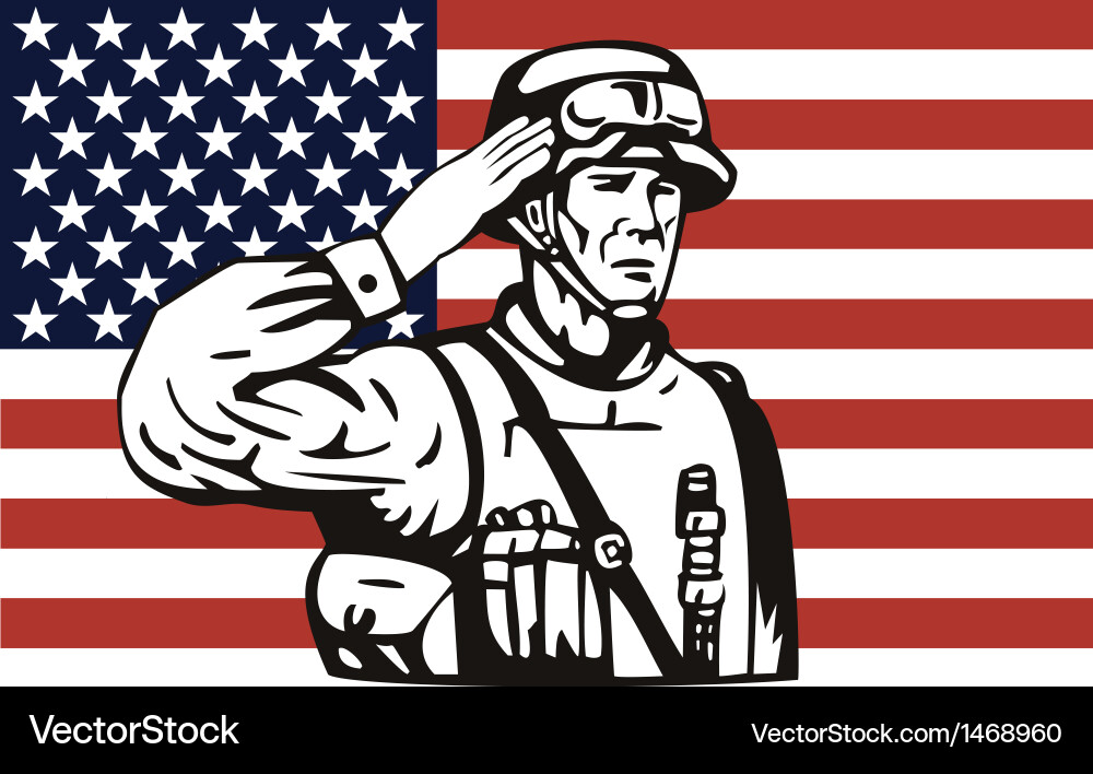 American soldier serviceman saluting Royalty Free Vector