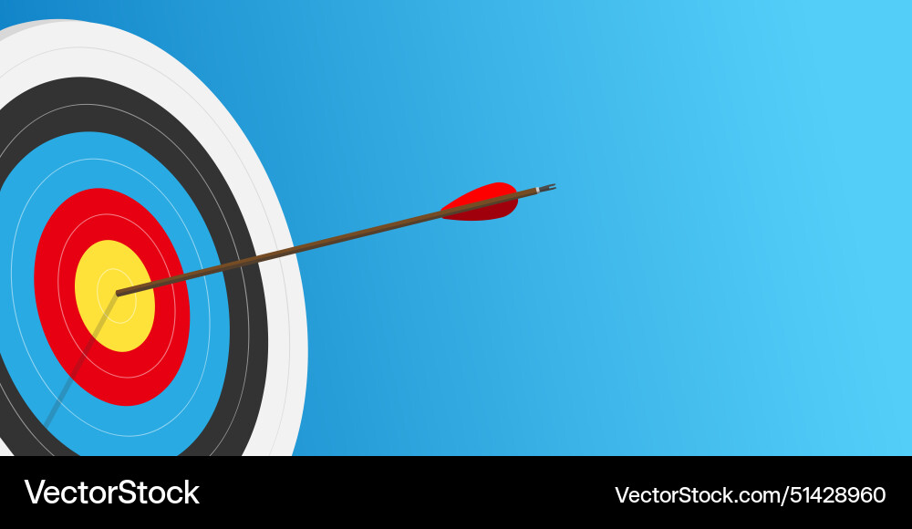 Arrow hit the target in center Royalty Free Vector Image