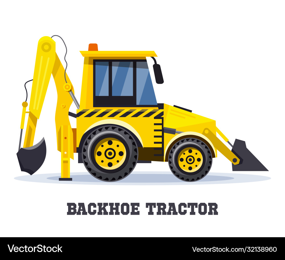 Backhoe tractor excavator or bulldozer loader Vector Image
