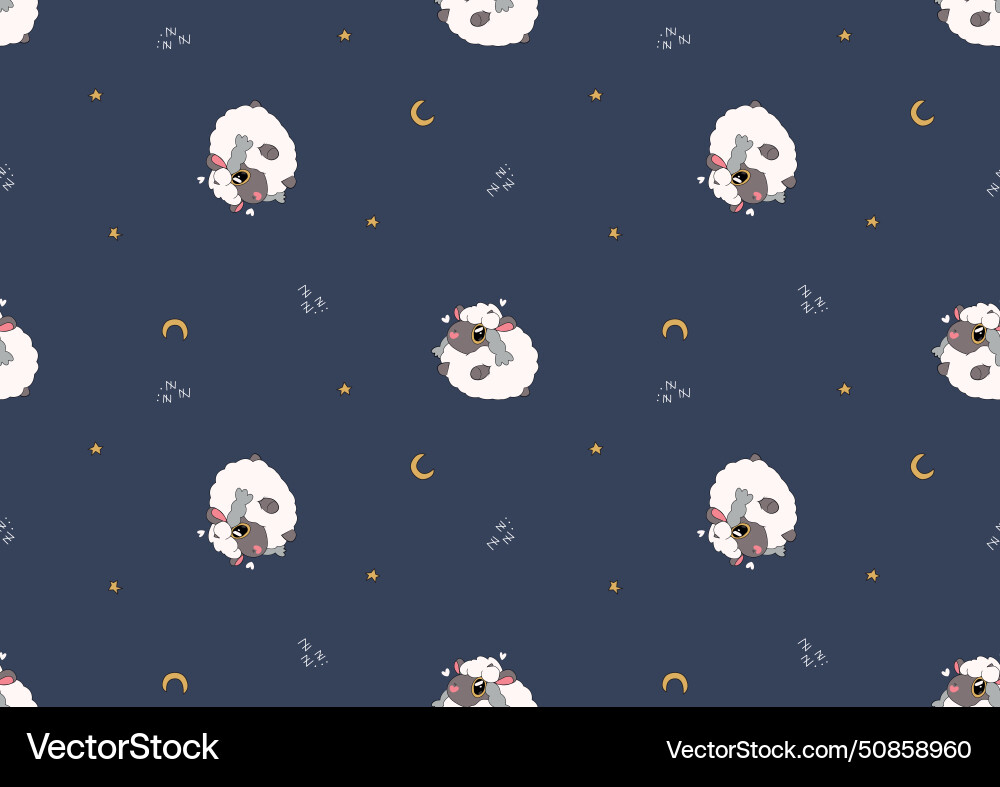 Cute sheep seamless pattern lamb wrapping Vector Image