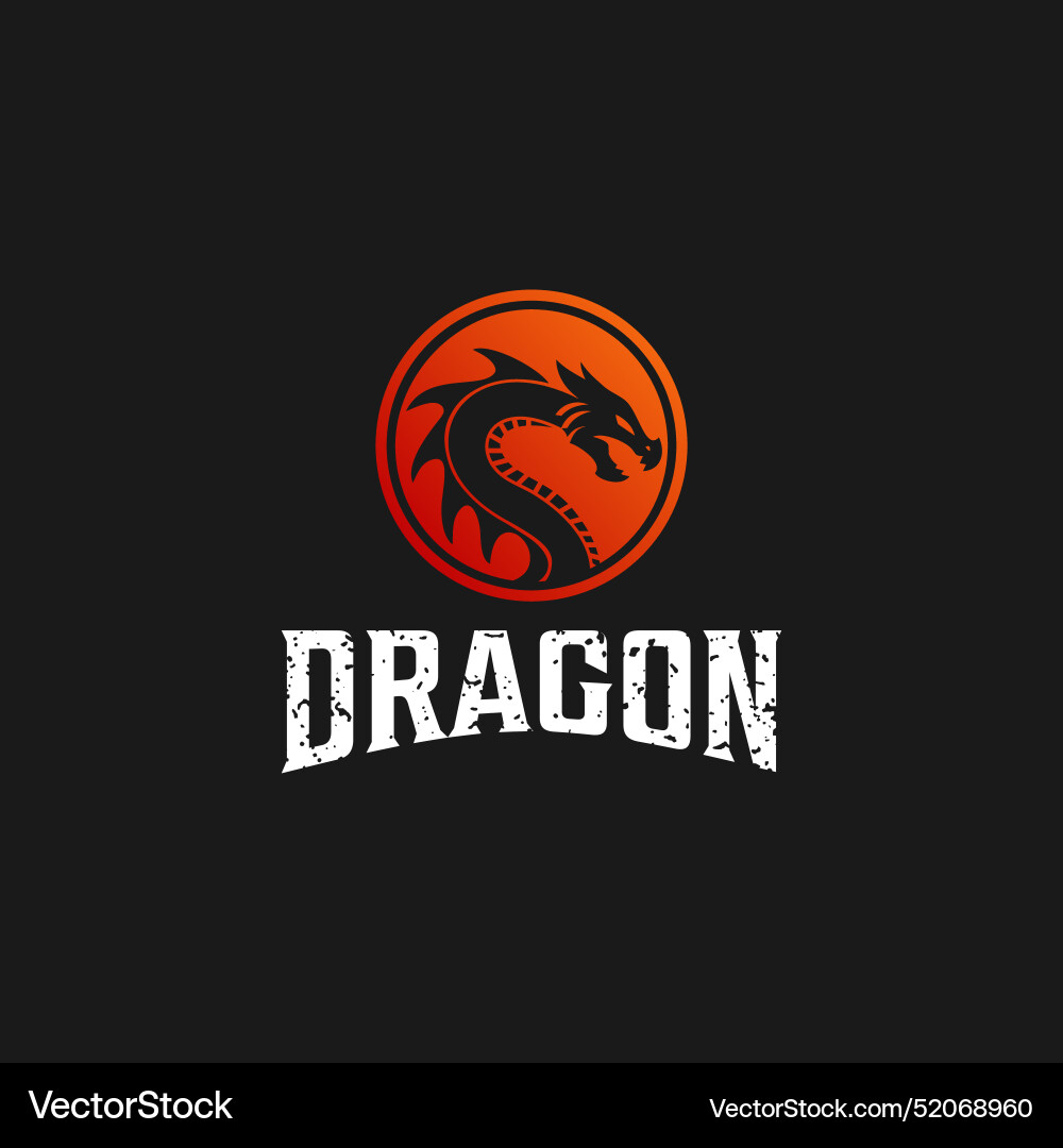 Dragon emblem badge stamp logo design template Vector Image