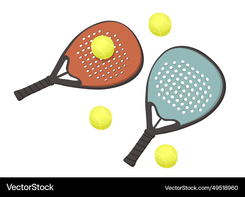 Padel tennis two rackets and balls Royalty Free Vector Image