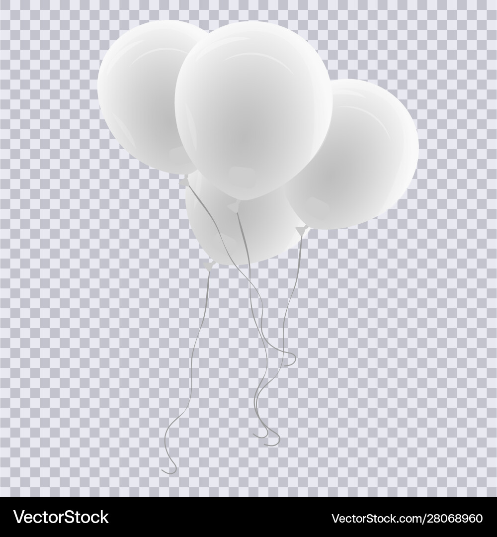 Realistic white balloon isolated on transparent Vector Image
