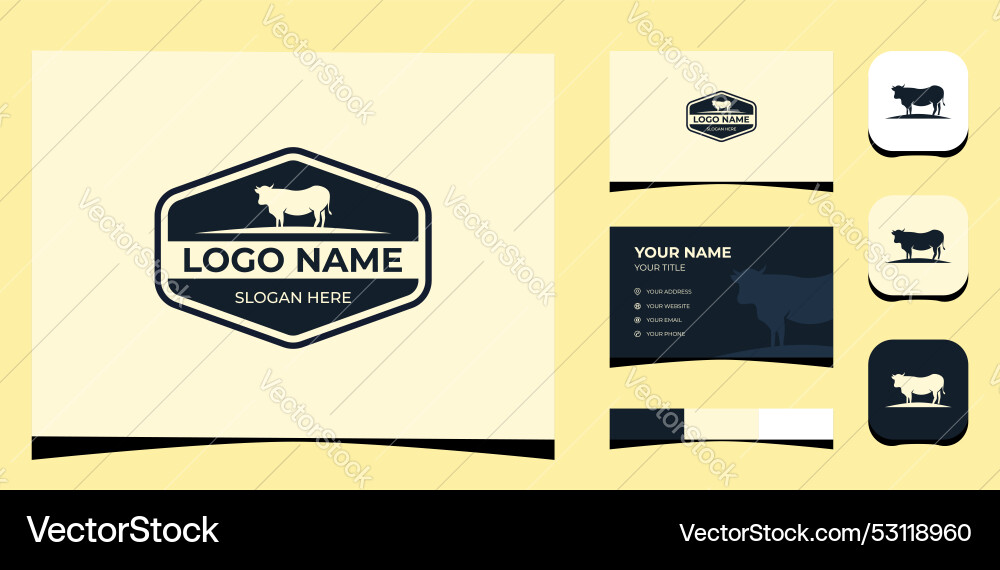 Template logo creative meat restaurant cow Vector Image