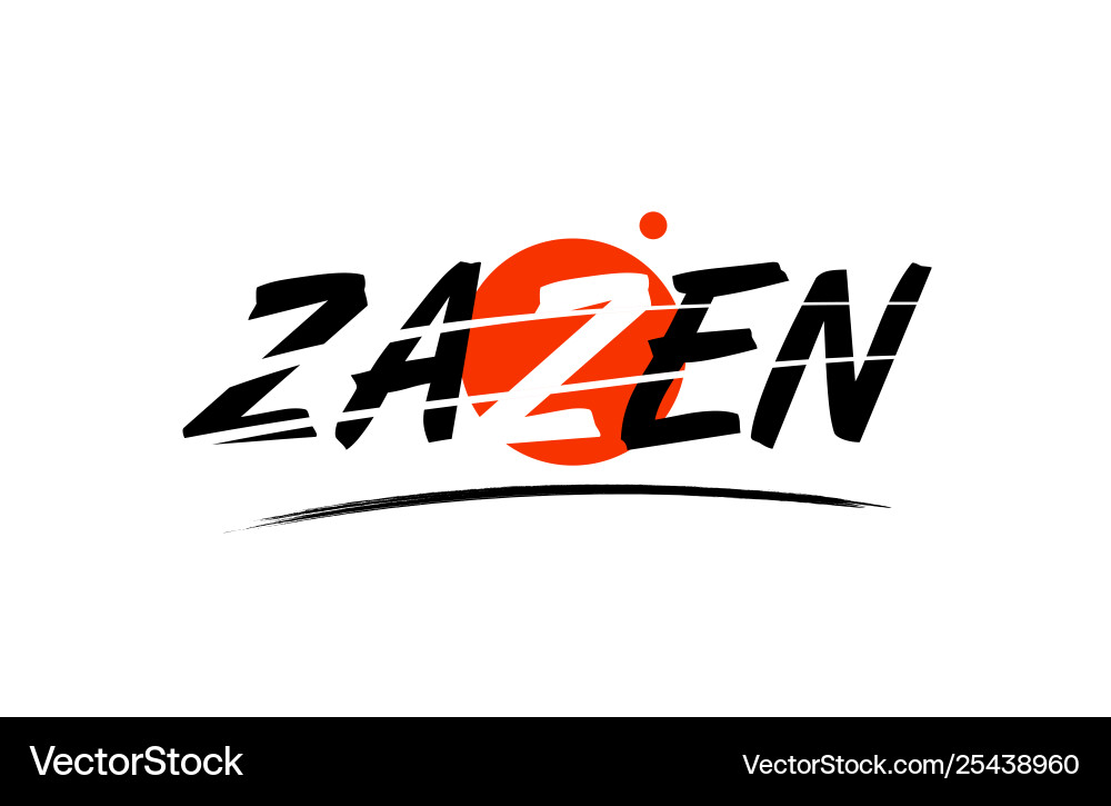 Zazen word text logo icon with red circle design Vector Image