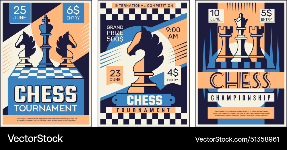 Chess poster placard for tournament invitation Vector Image