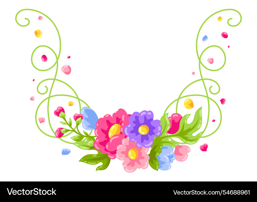 Curl element with flowers beautiful decorative Vector Image