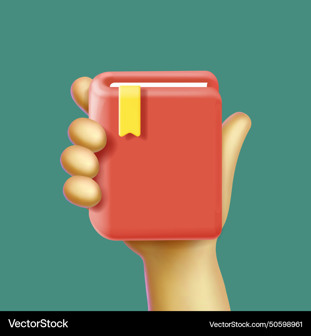 Hand holding book education concept 3d cartoon Vector Image