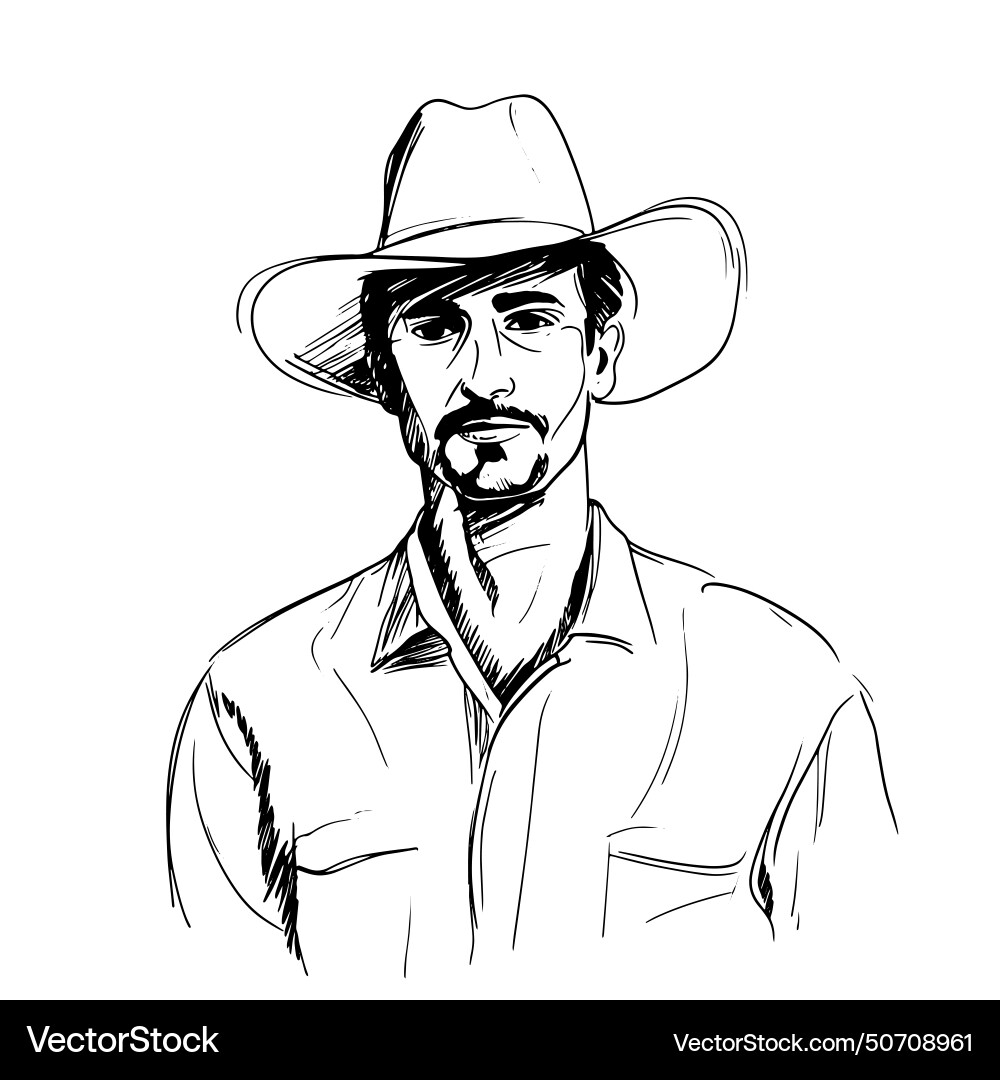 Minimalist farmer line art Royalty Free Vector Image