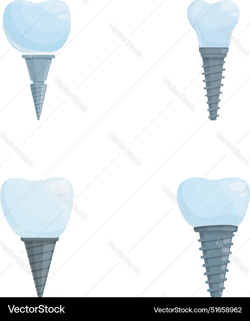 Artificial tooth icons set cartoon various Vector Image