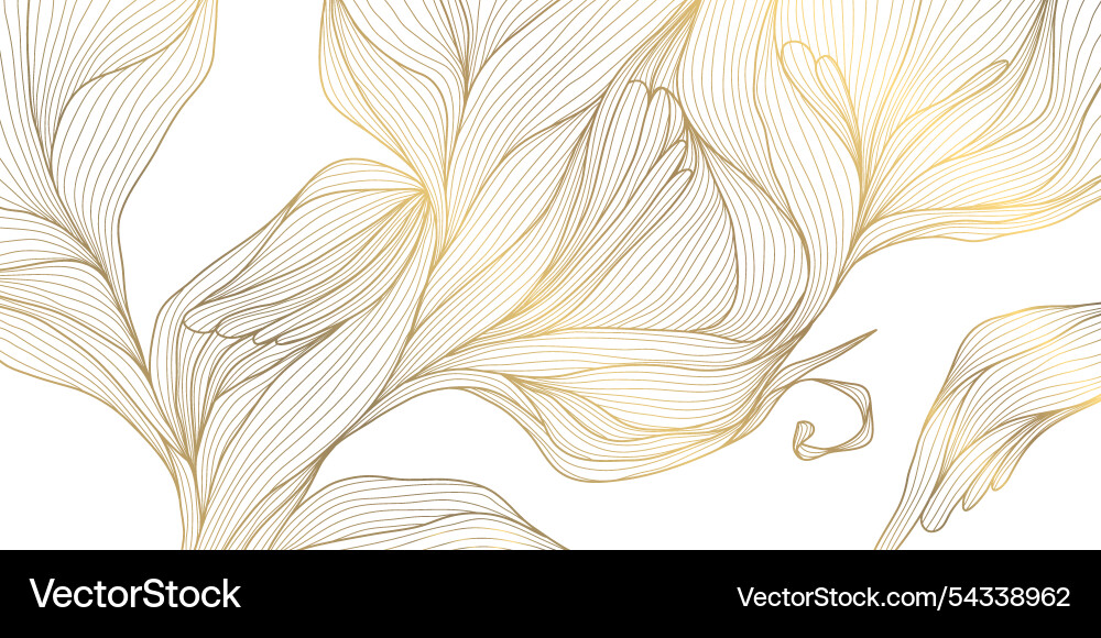 Gold and white line floral background Royalty Free Vector