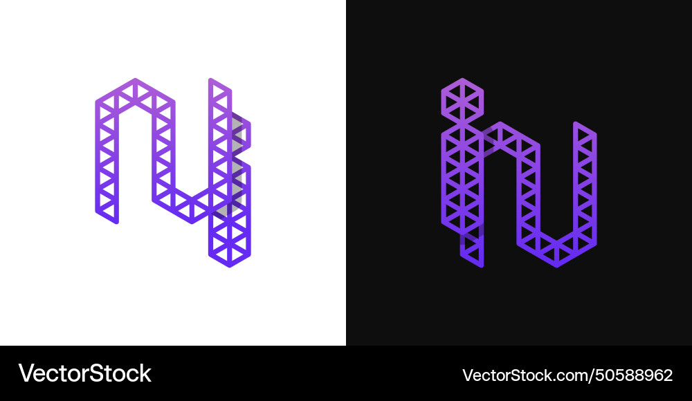 Letters in and ni polygon logo suitable Royalty Free Vector