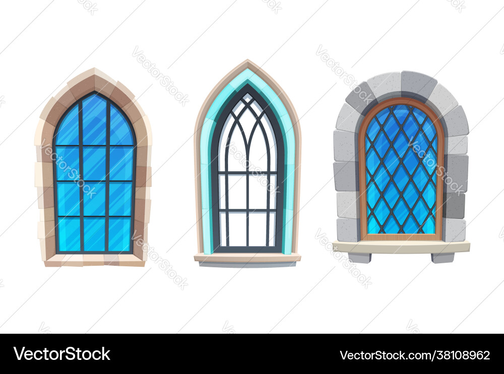 Medieval castle or cathedral interior windows Vector Image