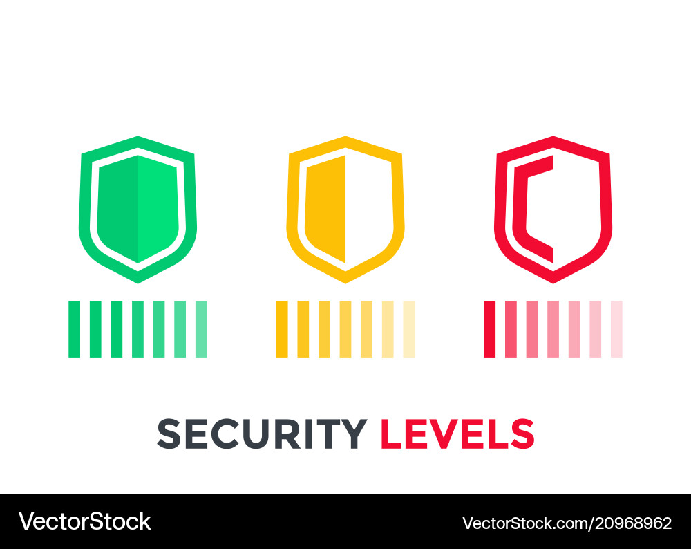 Security levels icons on white Royalty Free Vector Image