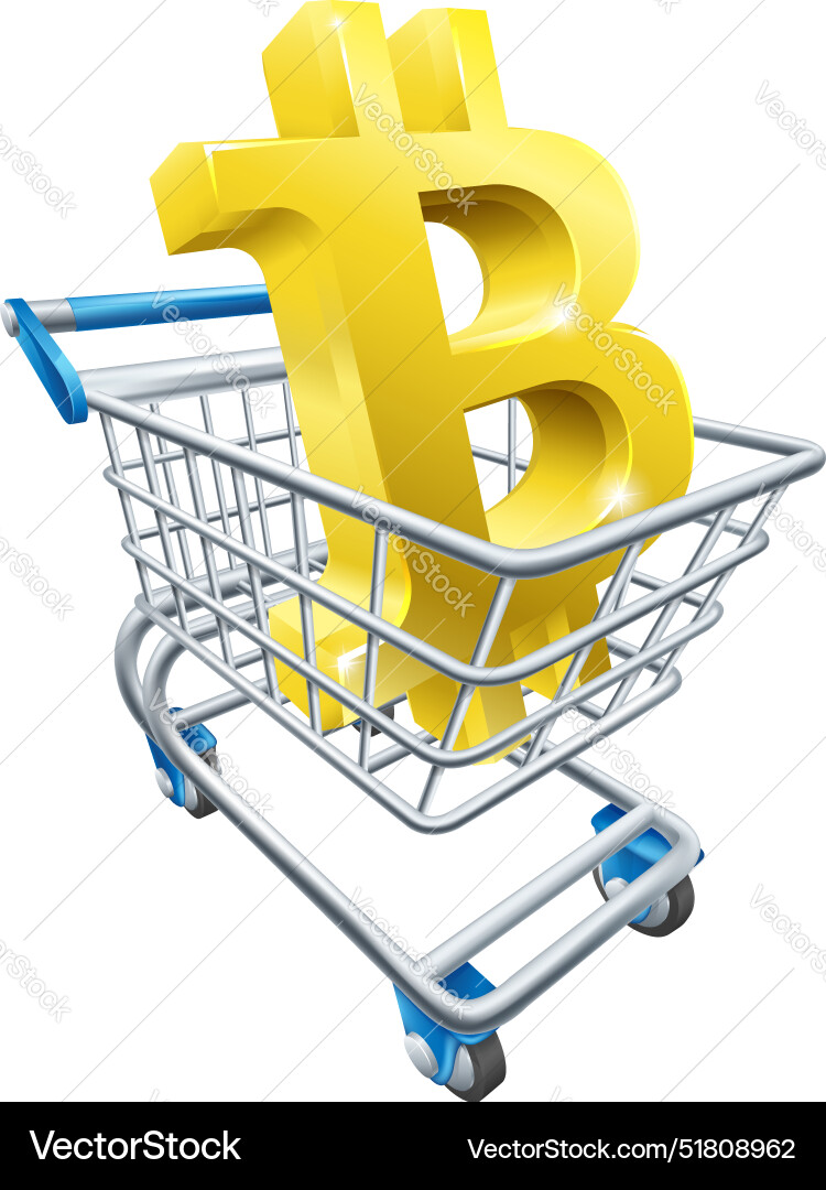 Shopping cart bitcoin concept Royalty Free Vector Image