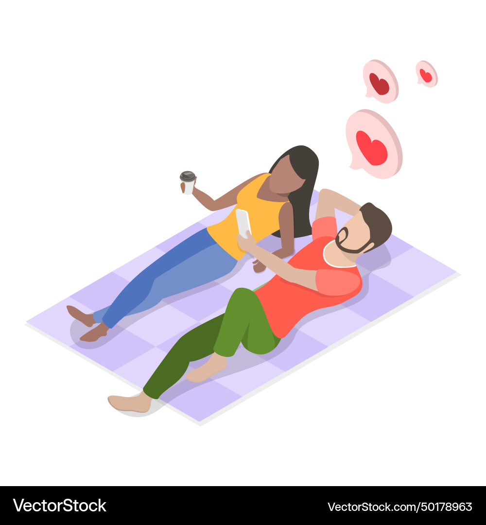 3d isometric flat set of lovers couples Royalty Free Vector