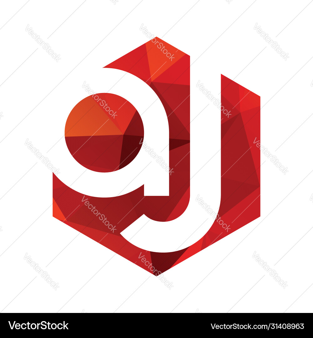 Aj red polygonal logo and icon Royalty Free Vector Image