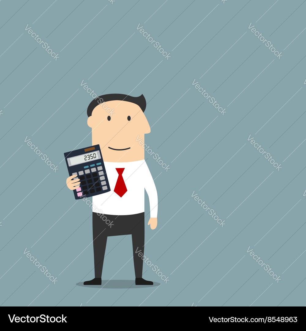 Businessman or accountant with calculator Vector Image