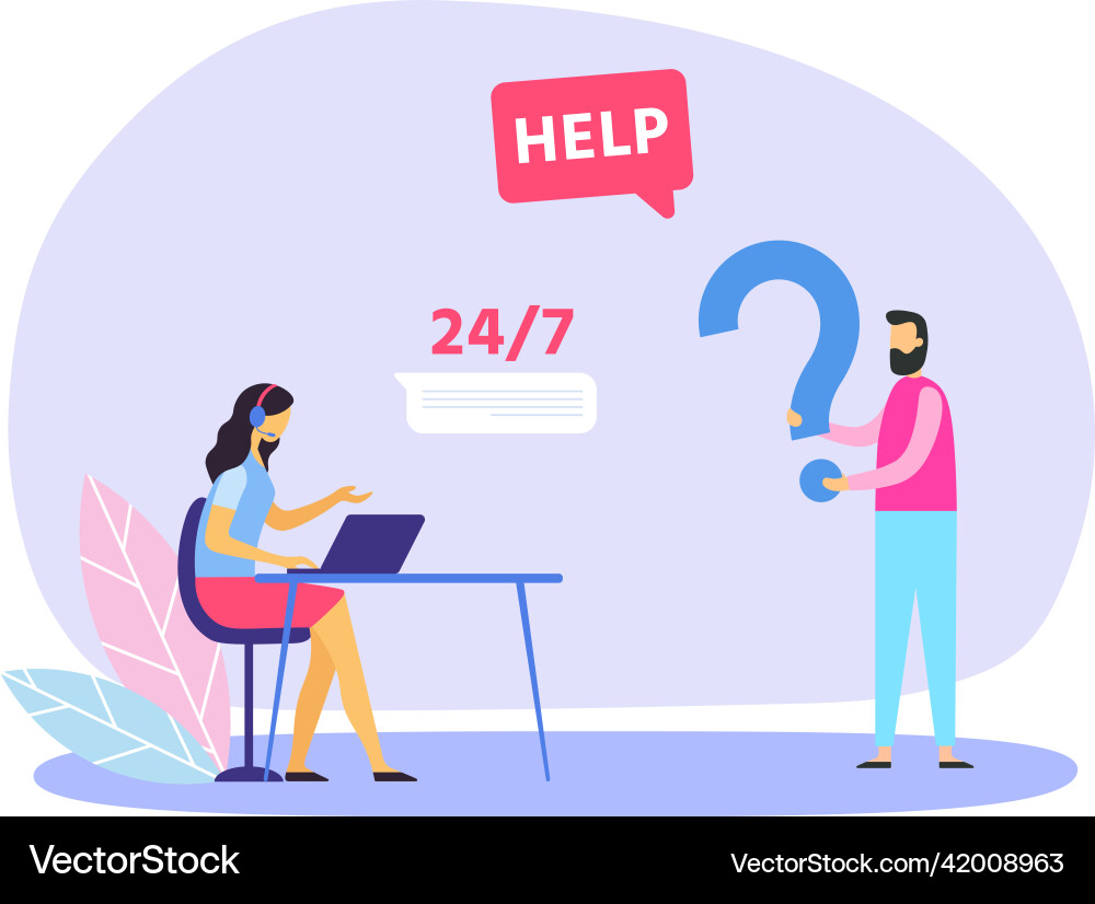 Customer support operator help and answer Vector Image