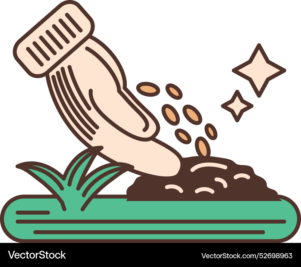 Hand sowing seeds in the soil Royalty Free Vector Image