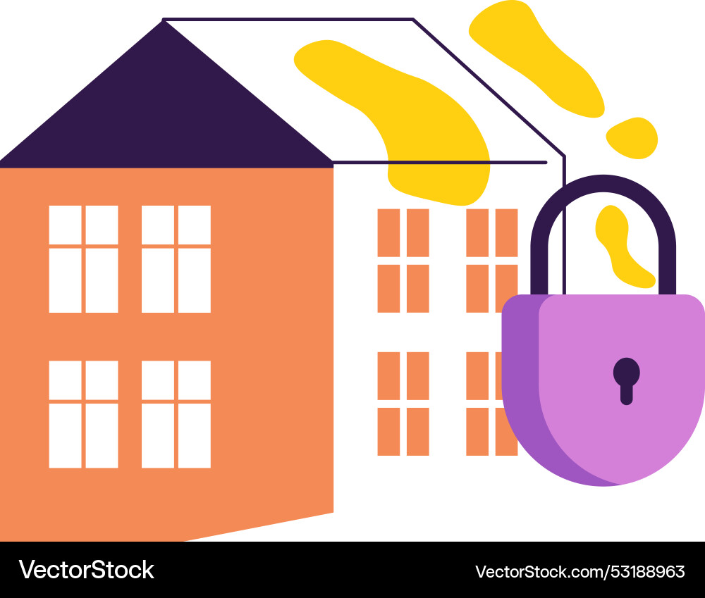 House with security lock Royalty Free Vector Image