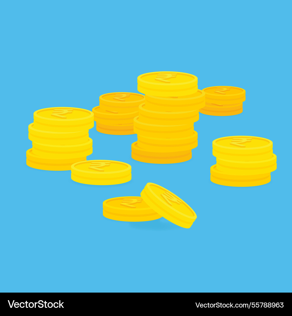 Indian rupee gold coin stack Royalty Free Vector Image