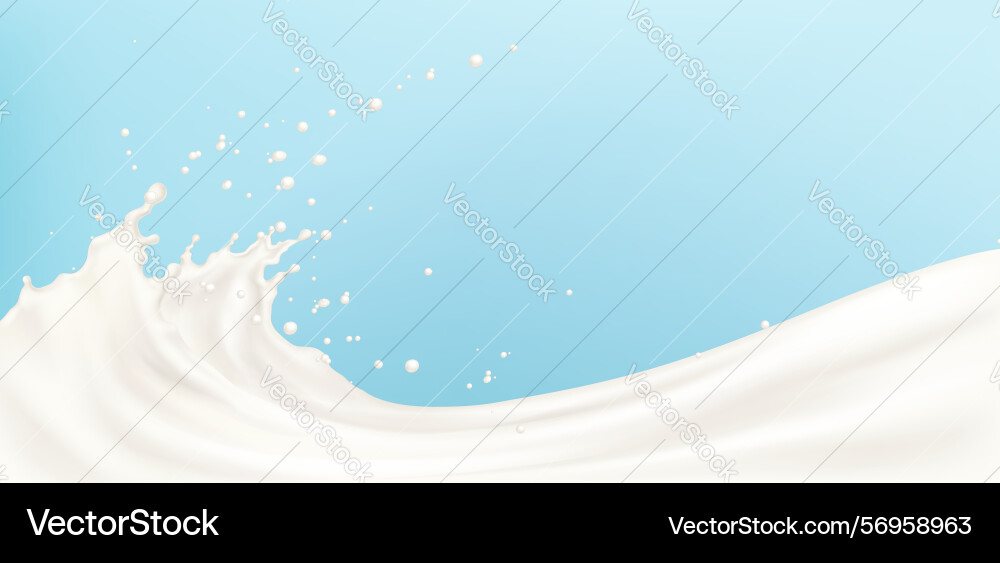 Milk wave splash on blue background Royalty Free Vector