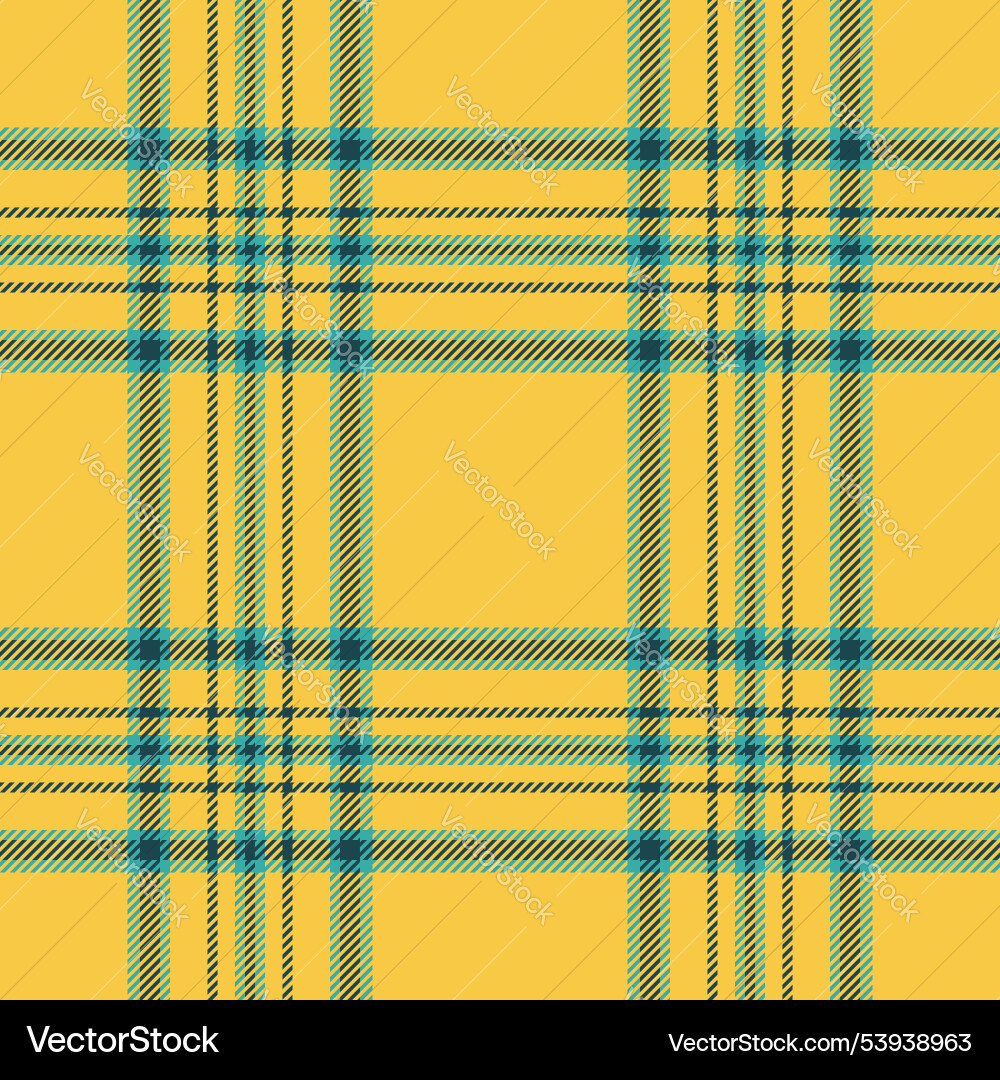 Plaid seamless pattern in yellow check fabric Vector Image
