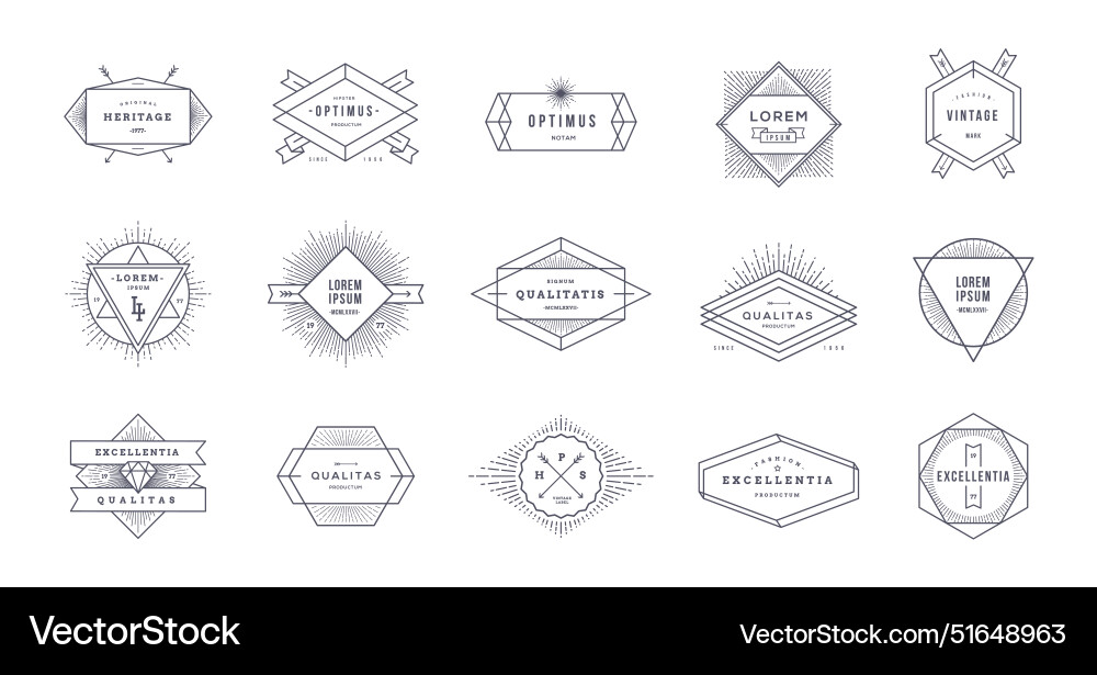 Set of outline retro emblems signs and logo Vector Image