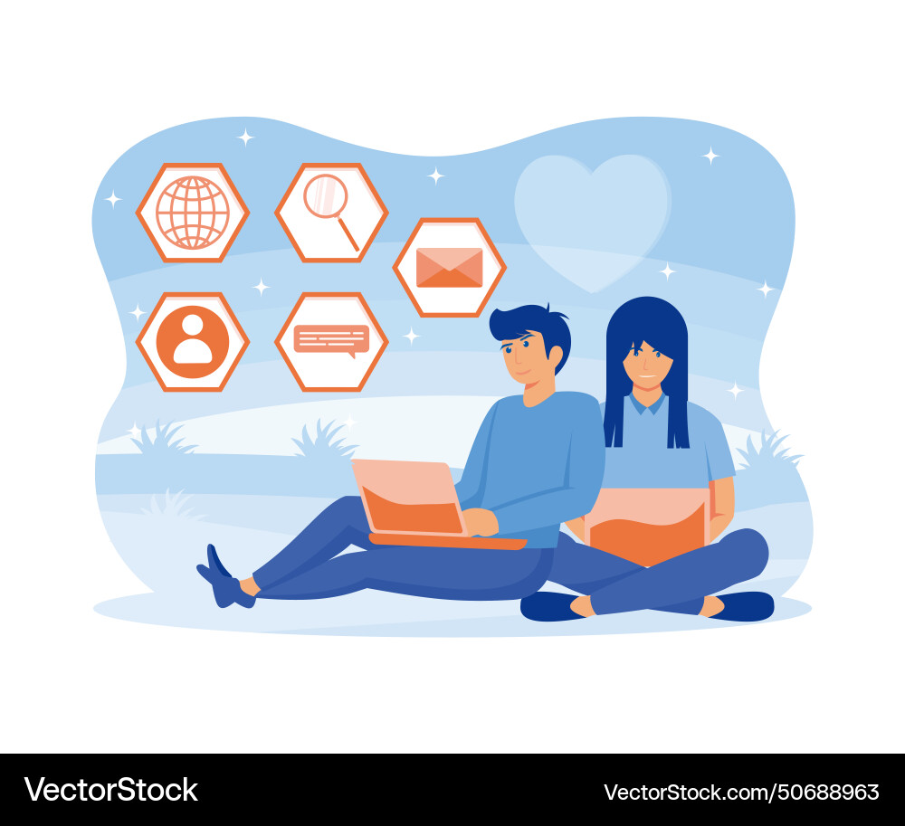 Virtual relationship concept online dating Vector Image