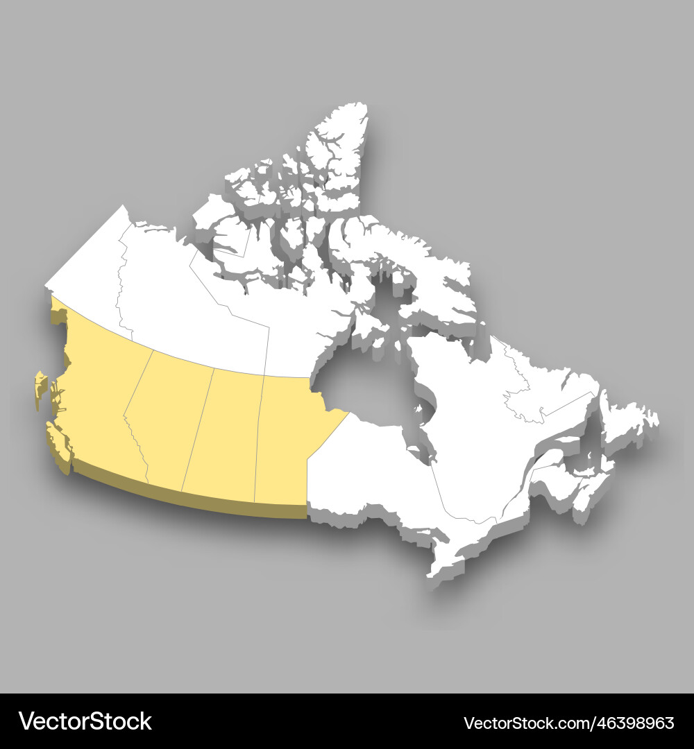 Western canada region location within map Vector Image