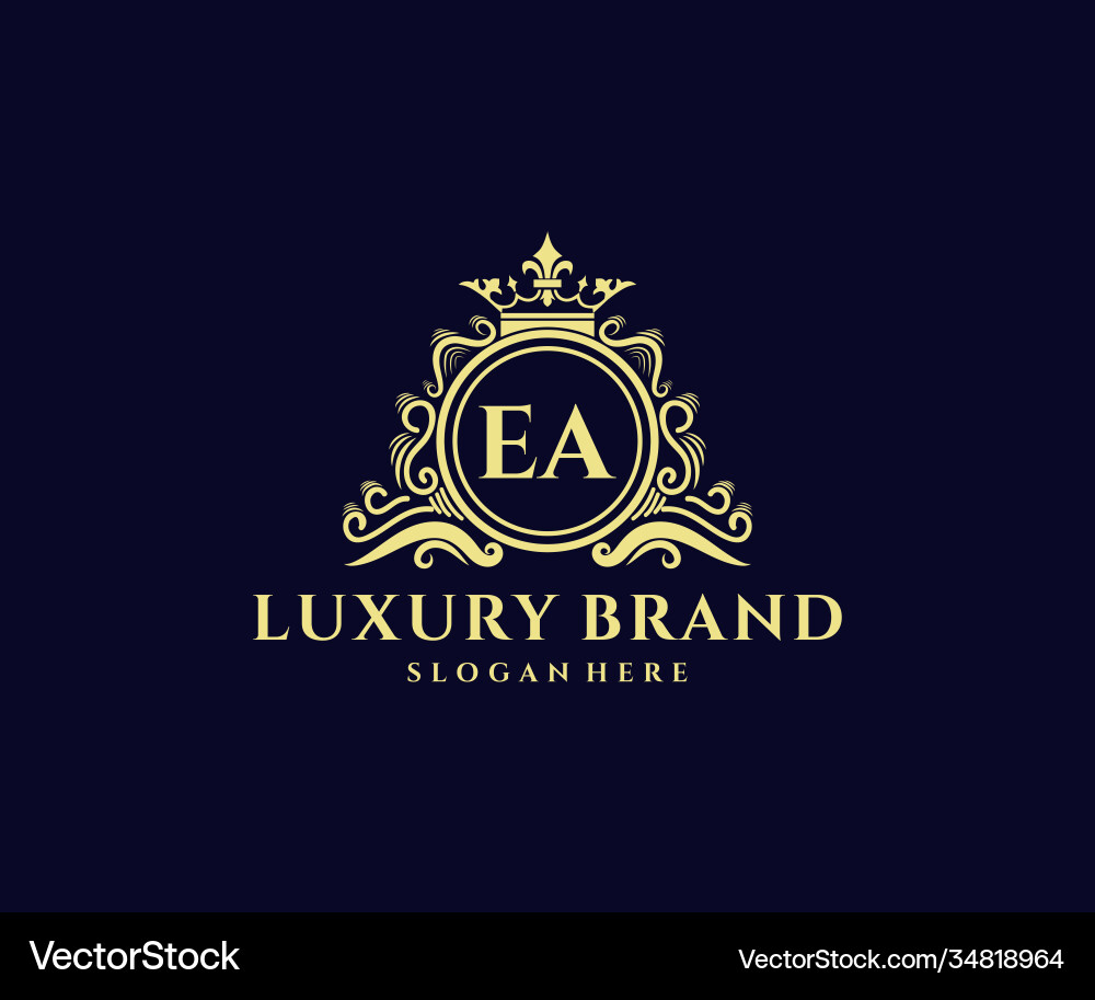 Ea initial letter gold calligraphic feminine Vector Image